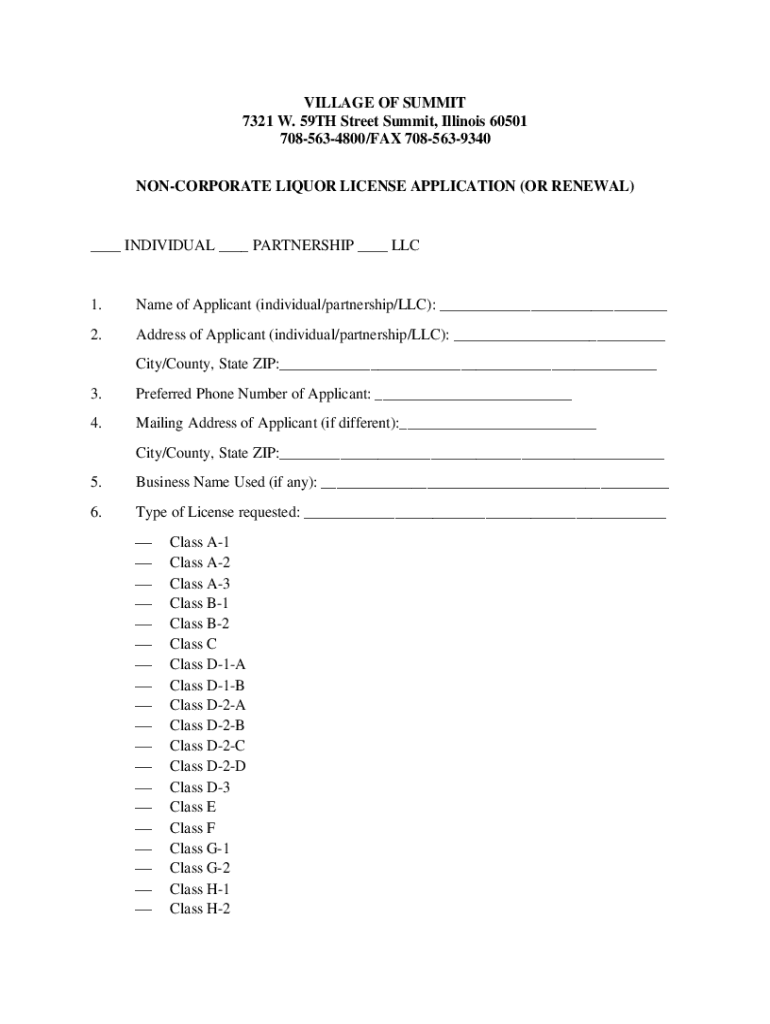 Fillable Online Village of Summit, Illinois - Cities and Towns in the ...