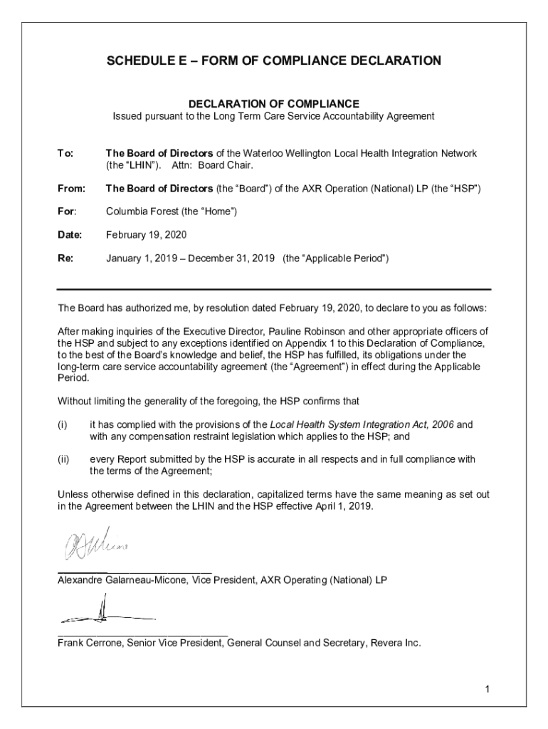 Fillable Online FORM OF COMPLIANCE DECLARATION - Columbia Forest Fax ...