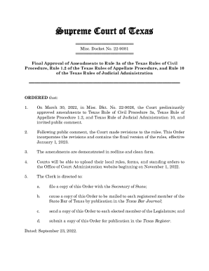 Fillable Online Final Approval of Amendments to Rule 3a of the Texas ...