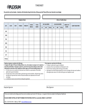 Fillable Online Time Sheet Instructions for Hourly Employees Fax Email ...