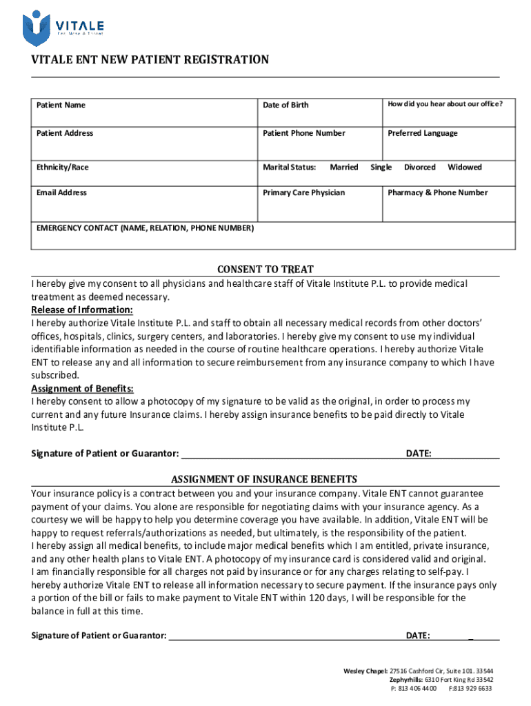 Fillable Online Getting Started/Patient forms - NOTCH Fax Email Print - pdfFiller