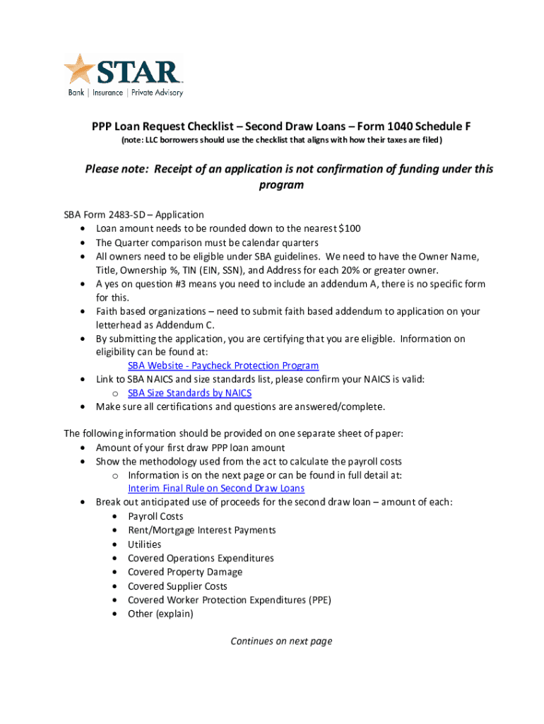 Fillable Online PPP Second Draw Application Guidance for IRS Form ...