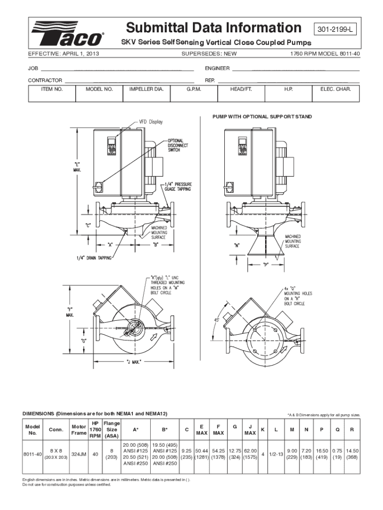 Fillable Online SCI Series Close-Coupled End Suction Pumps Fax Email ...