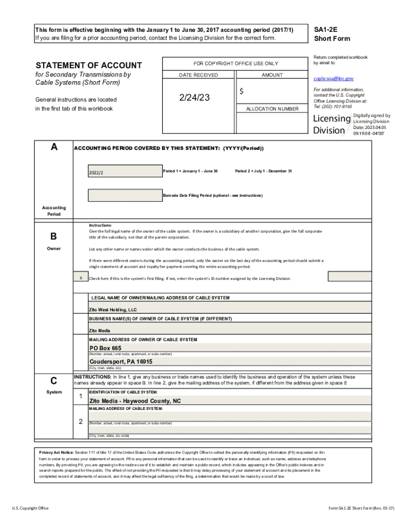 Fillable Online 37 CFR 201.11 -- Satellite carrier statements of account ... Fax Email Print ...