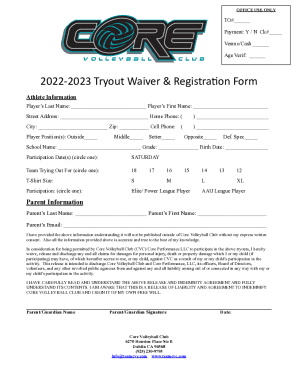 Fillable Online 2022-2023 Core Tryout Form Fax Email Print - pdfFiller