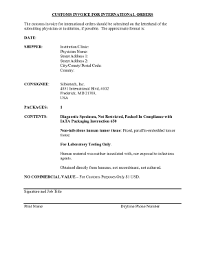 Fillable Online customs invoice for international orders Fax Email ...