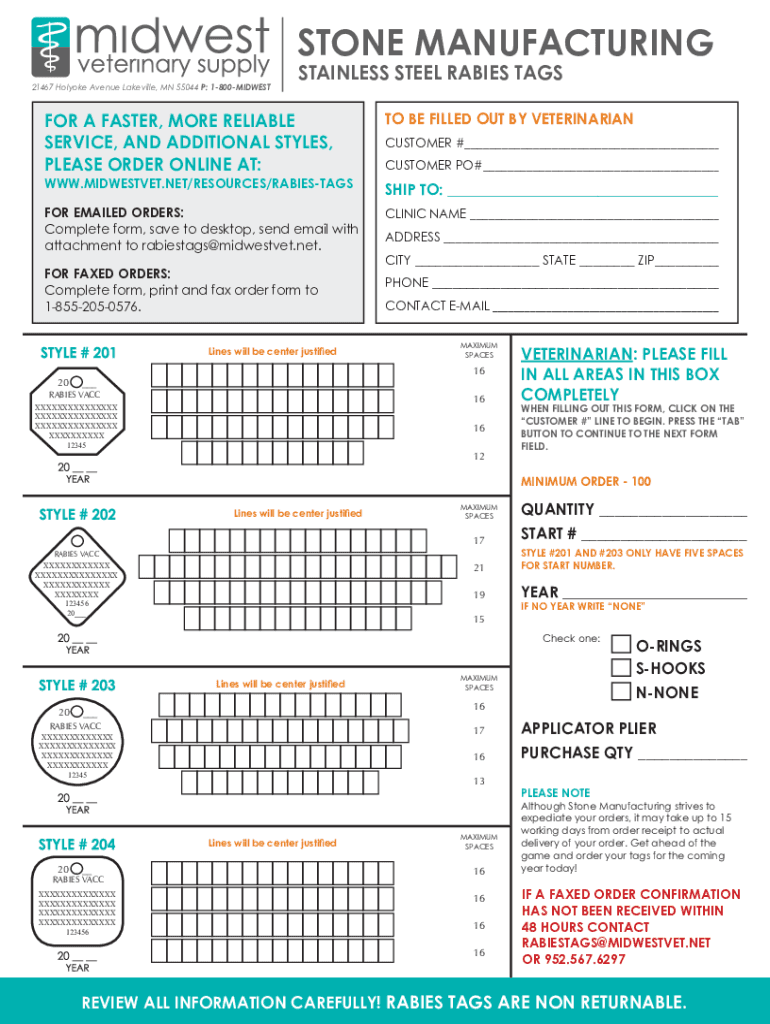 Fillable Online Smart Rabies Tags Fax Email Print - pdfFiller