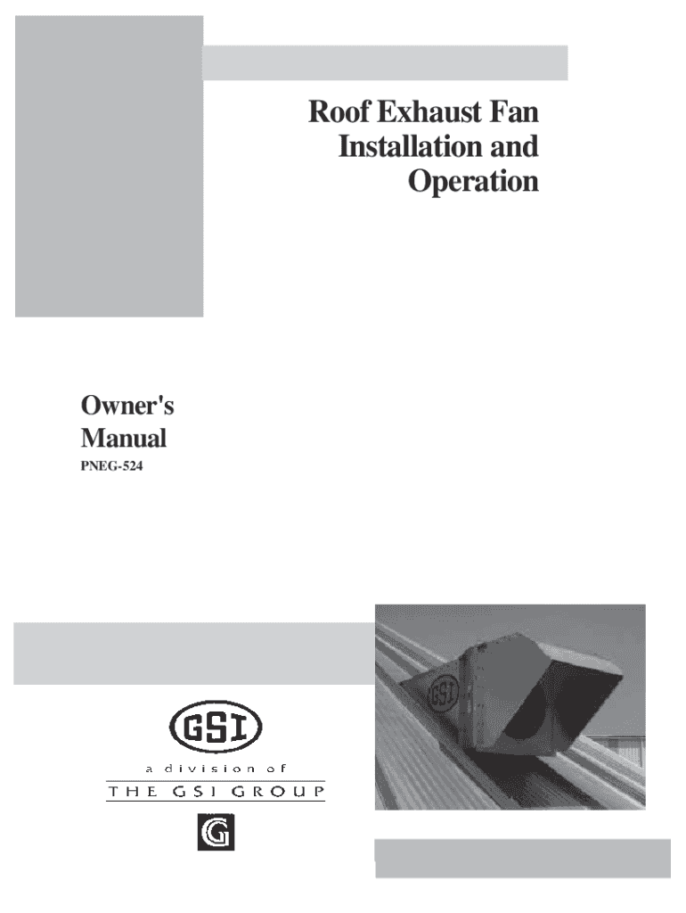 Fillable Online PNEG-524 - Roof Exhaust Fan. Installation and Operation ...