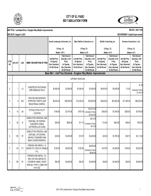 Fillable Online Detail Letting Schedule for El Paso County (FY 2021 ...
