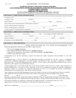Fillable Online Certificate of Fitness Alternative Issuance Procedure C ...