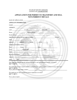 Fillable Online sheriff charlestoncounty application-for-permit-to ...