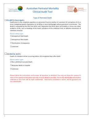 Fillable Online Australian Perinatal Mortality Clinical Audit ...
