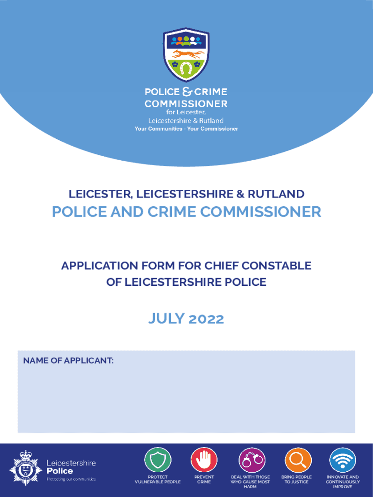 Fillable Online Application Form for Chief Constable of Leicestershire ...