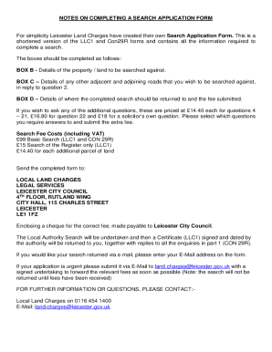 Fillable Online Leicester City Council Local Land ChargesSearch ...