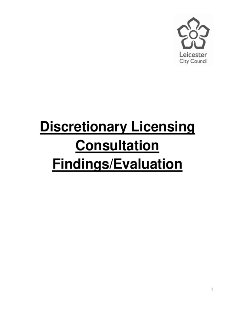 Fillable Online Discretionary Licensing Consultation Findings ...
