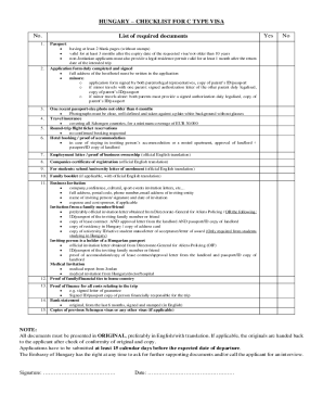 Fillable Online Hungary Visa Application And Visa Requirements Fax ...