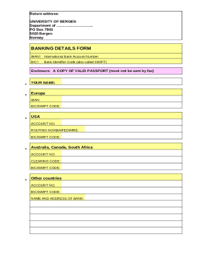 BANKING DETAILS - wiki uib Doc Template | pdfFiller