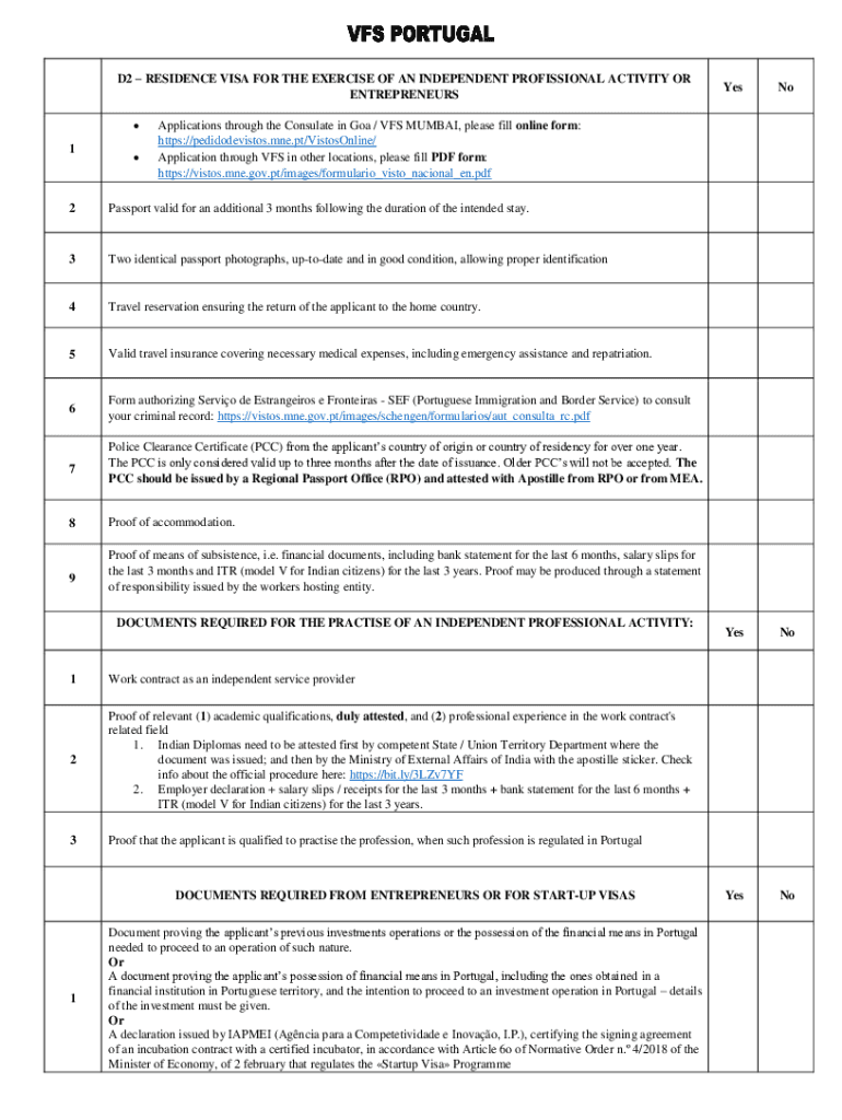 Fillable Online The D2 Visa: Portugal's Residency Visa for ...