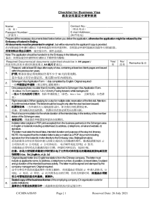 Fillable Online Checklist for Business Visit Visa (M-Visa) Application ...