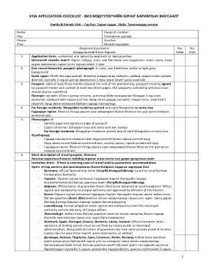 Fillable Online VISA APPLICATION CHECKLIST -... Fax Email Print - pdfFiller