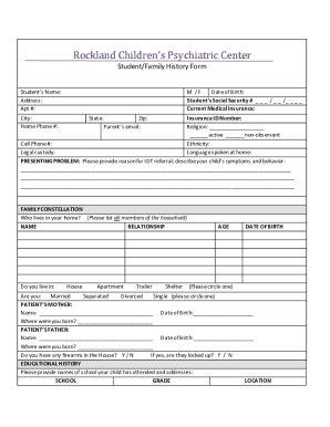 Fillable Online Student/Family History Form Fax Email Print - pdfFiller