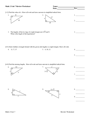 Fillable Online Math 2 Unit 7 Review Worksheet Math 2 Unit 7 Review ...