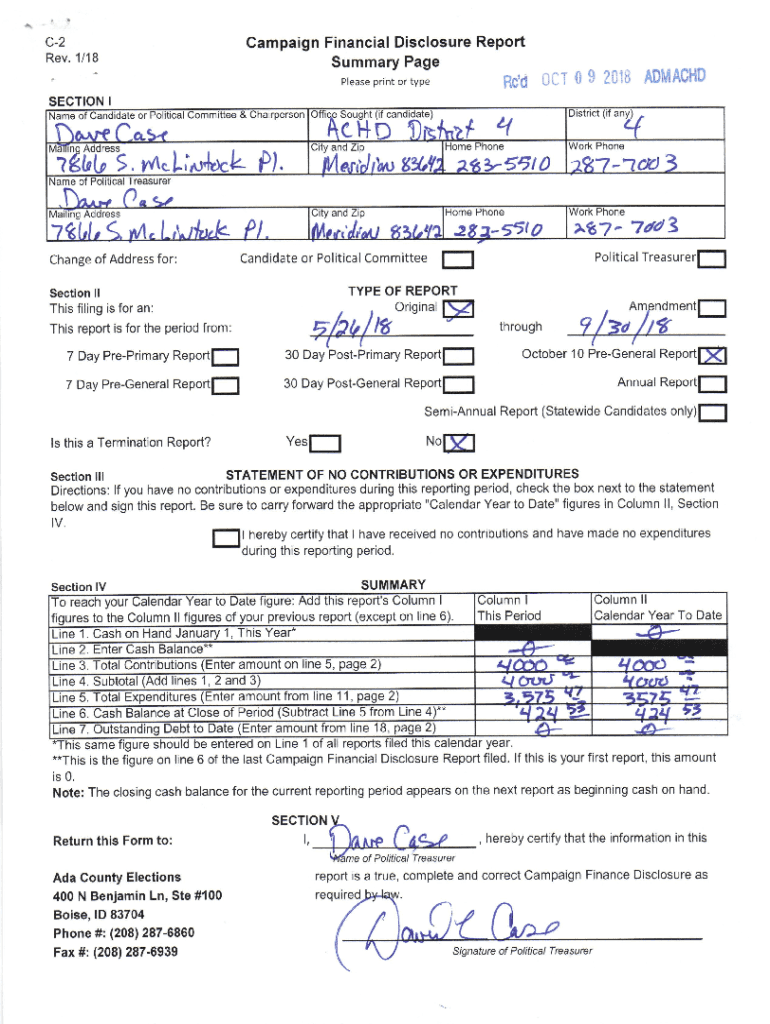 Fillable Online CAMPAIGN FINANCIAL DISCL ANCIAL ... Fax Email Print ...