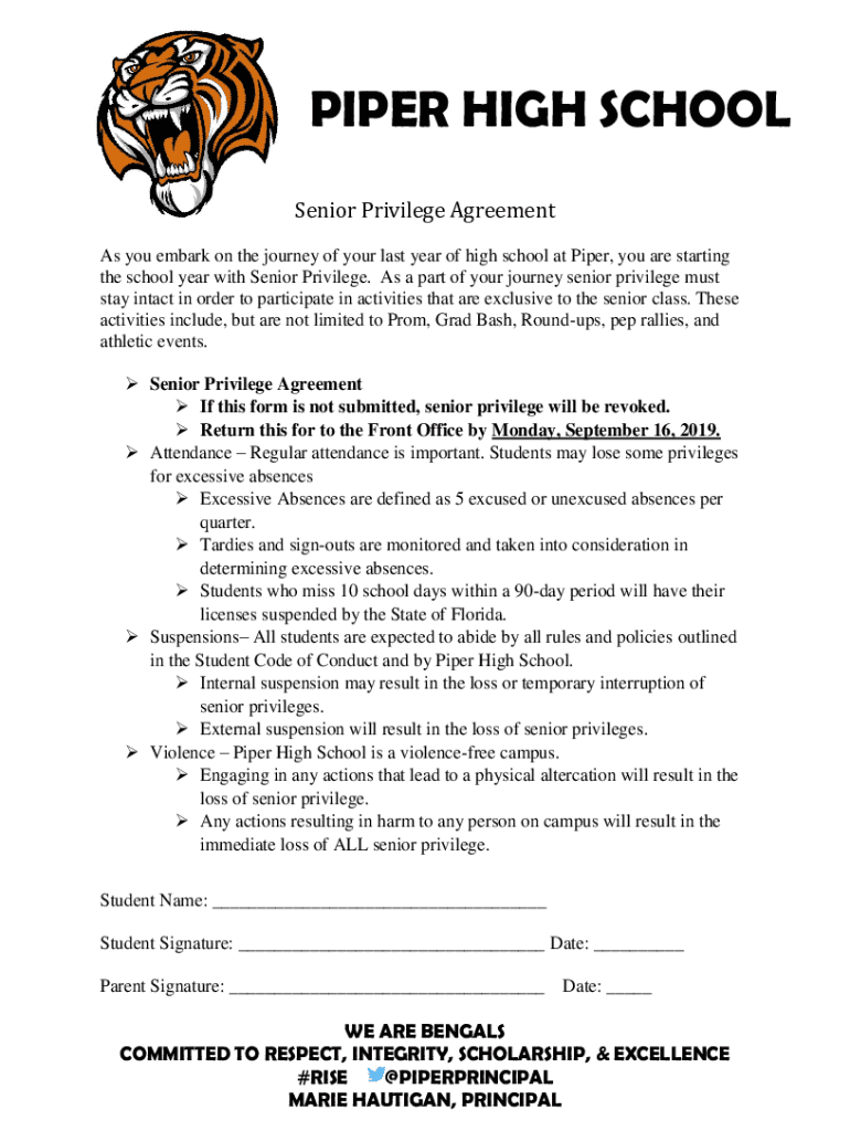 Fillable Online Piper High School / Piper Bengals Fax Email Print ...