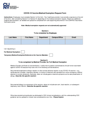 Fillable Online COVID-19 Vaccine Medical Exemption Request FormCUNY Fax ...