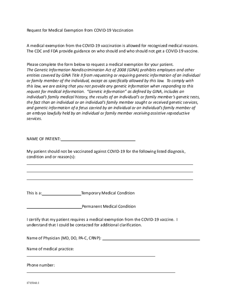 Fillable Online Vaccine-Medical-Exemption-Request-Form- ... Fax Email ...