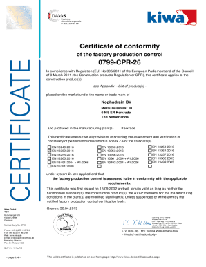 Fillable Online Certificate of conformity - of the factory production ...