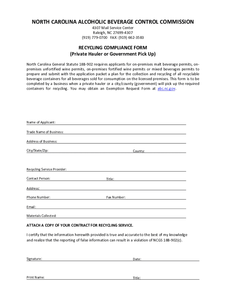 Fillable Online Fillable Online reports abc nc exemptation request form ...