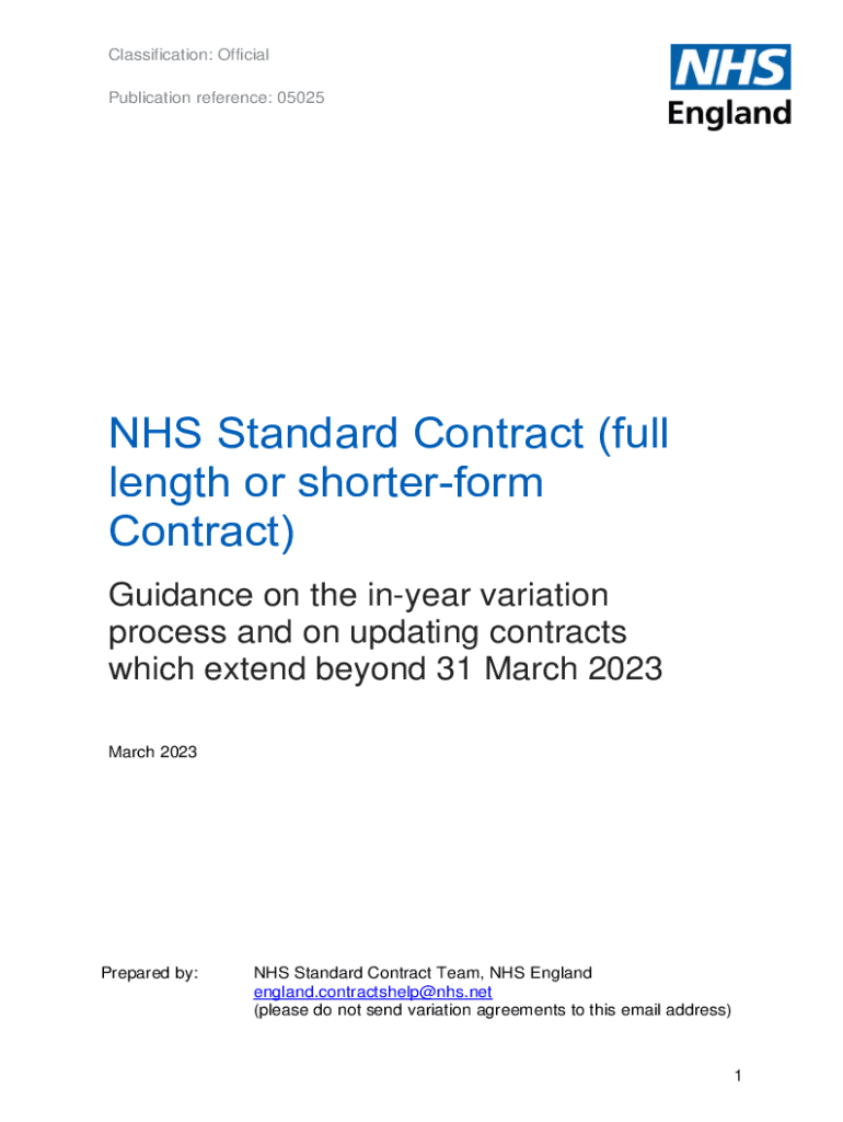Fillable Online NHS Standard Contract (full length or shorter-form ...