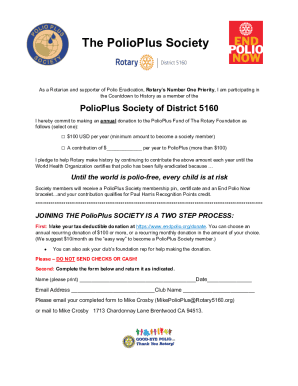 Fillable Online PolioPlus Society Commitment Form Fax Email Print - pdfFiller