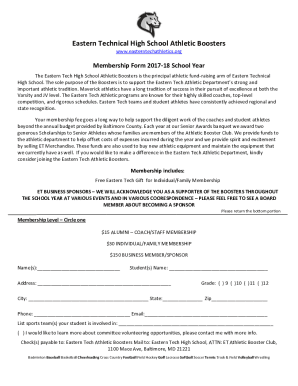 Fillable Online ATHLETIC BOOSTERS MEMBERSHIP FORM Fax Email Print ...