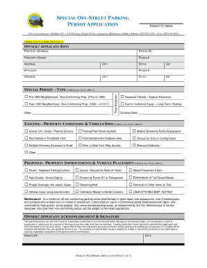 Fillable Online SPECIAL OFF-STREET PARKING PERMIT APPLICATION Fax Email ...