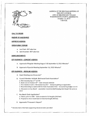 Fillable Online call to order pledge of allegiance approve agenda open ...