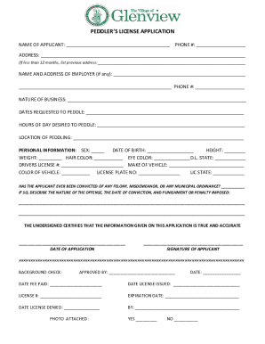 Fillable Online application for peddler's/street vendor license Fax ...