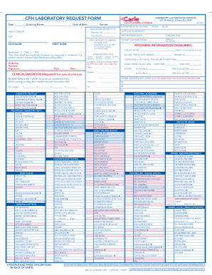 Fillable Online CFH LABORATORY REQUEST FORM Fax Email Print - pdfFiller