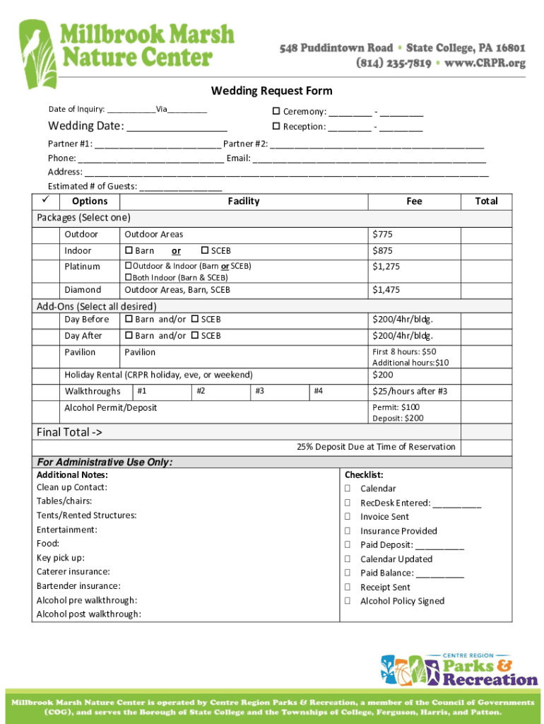 Fillable Online Final Total - Wedding Request Form Fax Email Print ...