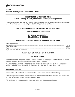 Fillable Online agri idaho Section 24(c) Special Local Need Label Fax ...