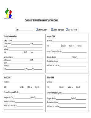 Fillable Online CHILDREN'S MINISTRY REGISTRATION CARD Fax Email Print ...