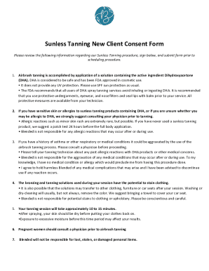 Fillable Online Free Tanning Release Form, Client Information, Follow ...