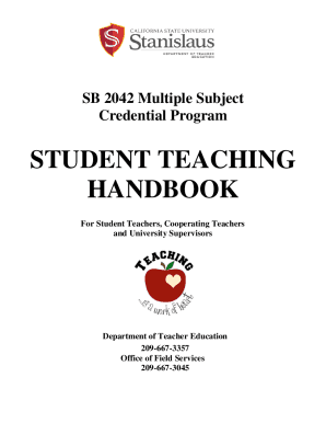 Fillable Online Multiple Subject (SB 2042) Credential (Elementary Education ... Fax Email Print ...