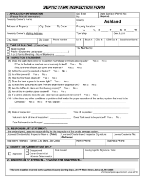 Fillable Online co ashland wi Septic tank inspection forms: Fill out ...