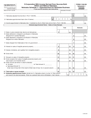 Fillable Online Nebraska Form 1120-SN-Schd-I (S Corporation With Income ...