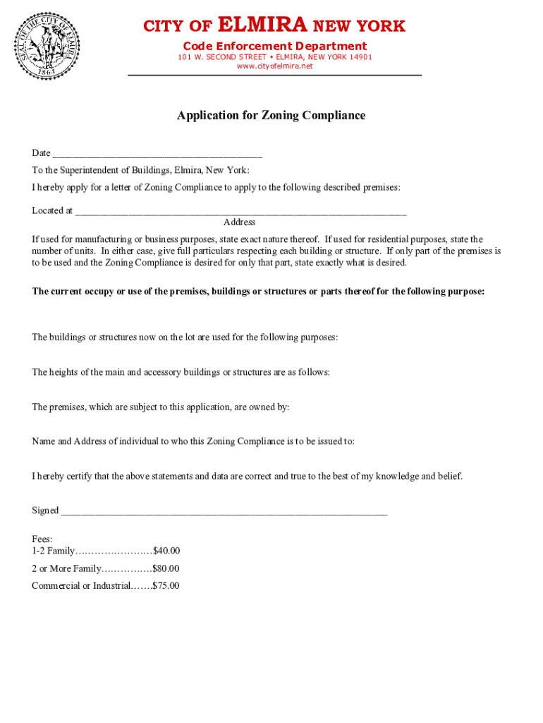 Fillable Online zoning compliance application Fax Email Print - pdfFiller