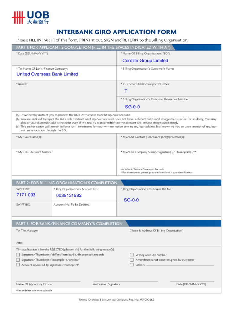 Fillable Online application form for interbank giro Fax Email Print ...