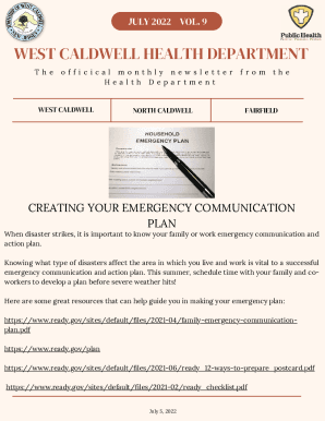 Fillable Online WEST CALDWELL HEALTH DEPARTMENT Fax Email Print - pdfFiller