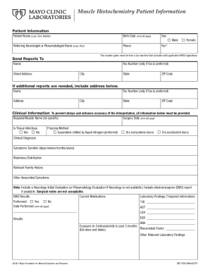 Fillable Online MCL - Muscle Histochemistry Patient Information ...
